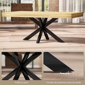 HOMCOM Obdélníkový konferenční stolek v industriálním stylu - černý kov a vzhled přírodního dřeva - 110 x 60 x 45 cm