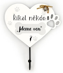 Domov&Mazlíci Dřevěná cedulka s háčkem Říkal někdo: "Jdeme ven"?