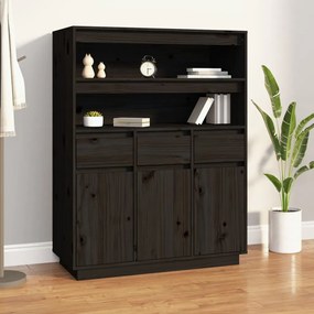 Skříň highboard černá 89x40x116,5 cm masivní borové dřevo,  818219