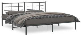 Kovový rám postele s čelem černý 200 x 200 cm