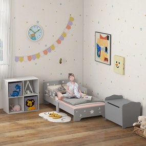 Dětská postel ZONEKIZ, podlahová postel pro děti, 3 až 6 let, 143 x 76 cm, design s hvězdami a měsícem, včetně laťového roštu, do dětského pokoje, še…