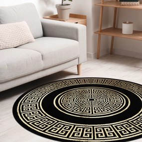 Dywany Łuszczów, Kusový koberec Allure 1968 black/gold kruh, 200x200 (průměr) kruh, černá, kancelář