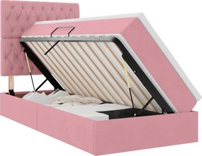 Postel s úložným prostorem a matrací Růžová 90 x 190 cm samet 3372062