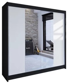 Šatní skříň TALIN II šířka 180 cm - černá/bílá