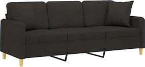 3místná pohovka s polštáři černá 180 cm textil 3200921