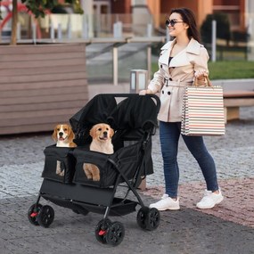 Costway Dvojitá bugina pro psy s 2-sedačkou přenosnou taškou a nastavitelnou