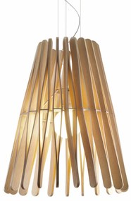 Fabbian Stick dřevěné závěsné světlo, kuželové