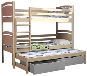 Patrová postel MASIV-V 003 80x180 cm  borovice masiv