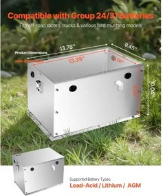 Krabice na baterie VEVOR, Skupina 24/31 – 350 × 240 × 255 mm