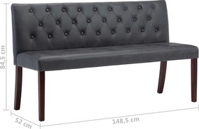 Lavice 148,5 cm šedá umělá semišová kůže 288572