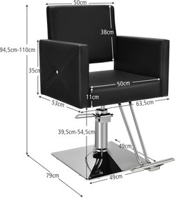 Costway Kadeřnické křeslo výškově nastavitelné kadeřnické křeslo s hydraulickou