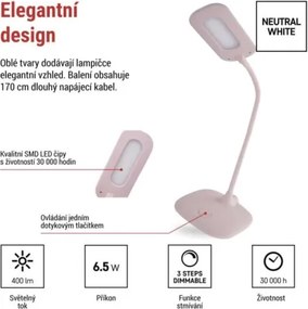 LED stolní lampa STELLA růžová EMOS Z7602P