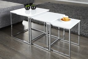 Sada 3 konferenčních stolků New Elements bílá 40cm