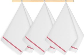 Bellatex Kuchyňské utěrky sada 3 kusů 50x70 cm Proužek Bílá,Červená