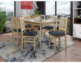 Rozkládací jídelní stůl se 6 židlemi AL15, Barva dřeva: sonoma-L, Potah: Zetta 300