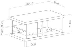 Konferenční stůl s policí a úložným prostorem LORA béžová/černá