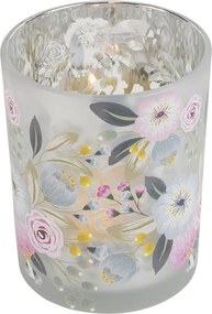Barevný skleněný svícen Wild Flowers Rose M - Ø 10*12,5cm