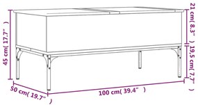 Konferenční stolek hnědý dub 100 x 50 x 45 cm kompozit a kov - Default Title