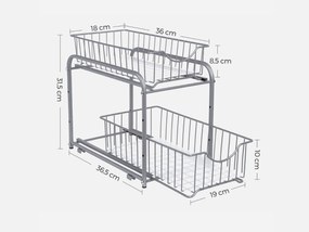 Organizér s výsuvnými koši SOLIDO stohovatelný, šedý
