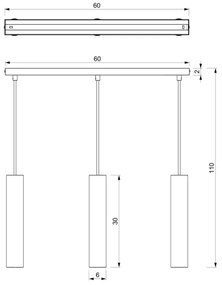 Lustr na lanku RAITO 3xGU10/8W/230V mosaz