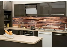 DIMEX | Fototapeta do kuchyně Dřevěná zeď KI-260-063 | 260 x 60 cm | béžová, hnědá