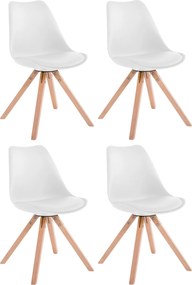 Sada 4 ks židle Toulouse umělá kůže přírodní konstrukce Square – bílá