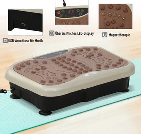 HOMCOM Vibrační deska Vibrační trenažér Vibrační zařízení Fitness trenažér LED displej USB reproduktor Tréninkové pásky Dálkové ovládání | Aosom