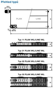 KORADO RADIK PLAN VKL deskový radiátor 22-600/800, spodní levé připojení, white RAL9016, 22060080-E0P0010