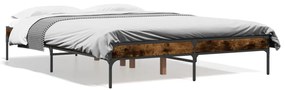 Rám postele kouřový dub 135 x 190 cm kompozitní dřevo a kov,  845043