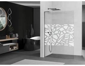 Mexen Kioto L, sprchová zástěna Walk-In 110 x 200 cm, 8mm čiré sklo bílý vzor, ​​grafitový profil, 800-110-103-95-85