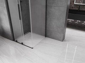 Mexen Velar L, sprchový kout s posuvnými dveřmi 110 x 110 cm, 8mm sklo námraza, černá matná, 871-110-110-33-70
