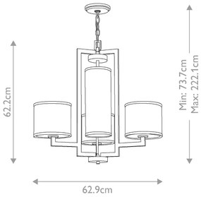 Hinkley HK-HAMPTON4-BB - Lustr na řetězu HAMPTON 4xE27/60W/230V zlatá