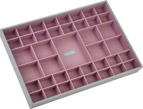 Krabička na šperky Stackers s 41 přihrádkami supersize světle růžovo-šedá samet