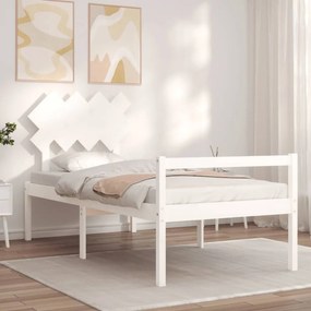 Postel s čelem pro seniory bílý Single masivní dřevo 3195512