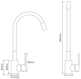 Gamma Flex 2000, stojánková dřezová baterie s flexibilním ramenem, černá-zlatá matná, GMA-BFX-2000BGD