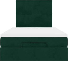Osmanský rám postele s matracemi tmavě zelená 120x200cm samet 3313394