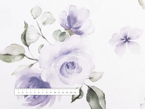 Biante Dekorační povlak na polštář TF-024 Fialové růže na bílém 50 x 50 cm