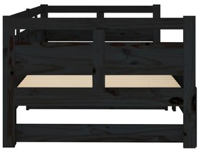 Výsuvná postel černá masivní borovice 2x (90 x 190) cm - Default Title