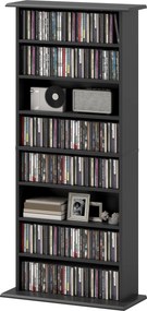 HOMCOM Knihovna s 8 policemi pro 360 CD s moderním designem, CD regál z dřevotřísky, 58x24x124,5 cm, černá | Aosom