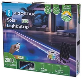 Aigostar - LED RGB Stmívatelný solární pásek LED/20W/3,2V 20 m IP65 + DO
