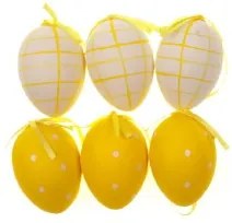 Autronic Vajíčko žluté plastové 6 cm, dekorační na zavěšení, cena za sadu 6 kusů VEL5025