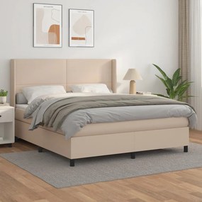Box spring postel s matrací cappuccino 140x200 cm umělá kůže