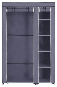 Látková skříň, mobilní skříň, se závěsnou tyčí 110 x 175 x 45 cm, šedá