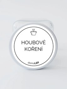 Samolepka na kořenky HOUBOVÉ KOŘENÍ bílá 5 cm základní písmo