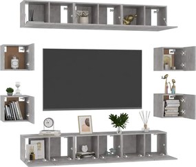10dílný set TV skříněk betonově šedý dřevotříska 3079067