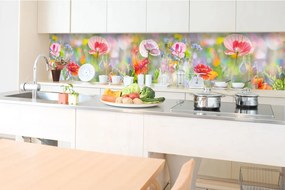 DIMEX | Fototapeta do kuchyně Letní barevná louka KI-350-199 | 350 x 60 cm | vícebarevná, zelená