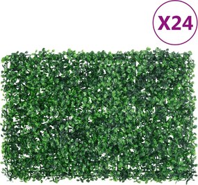 vidaXL   Umělý plot z listnatého keře 24 ks zelený 40 x 60 cm [366637]