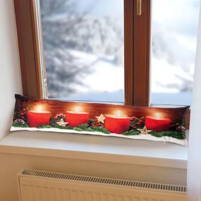 Polštář proti průvanu s LED ČERVENÉ SVÍČKY 18 x 85 cm