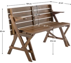 Kondela Zahradní stůl/lavička, 2v1, hnědá, ZAGIR