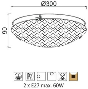 ACA DECOR Přisazené svítidlo ROUA max. 2x60W/230V/E27/IP20